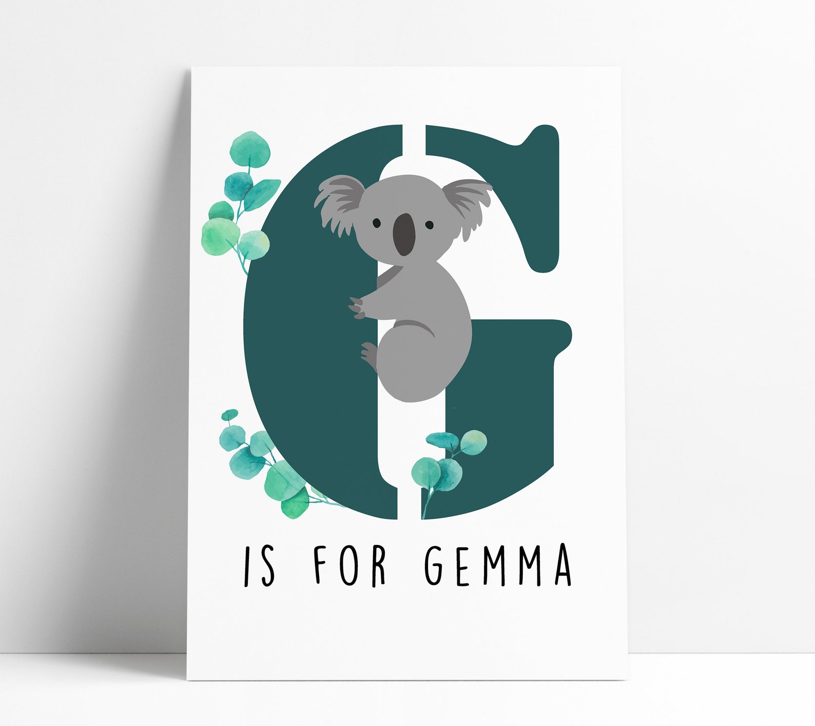 Koala Letter Nursery Print A-Z, Aangepaste Gepersonaliseerde Baby Gift ...