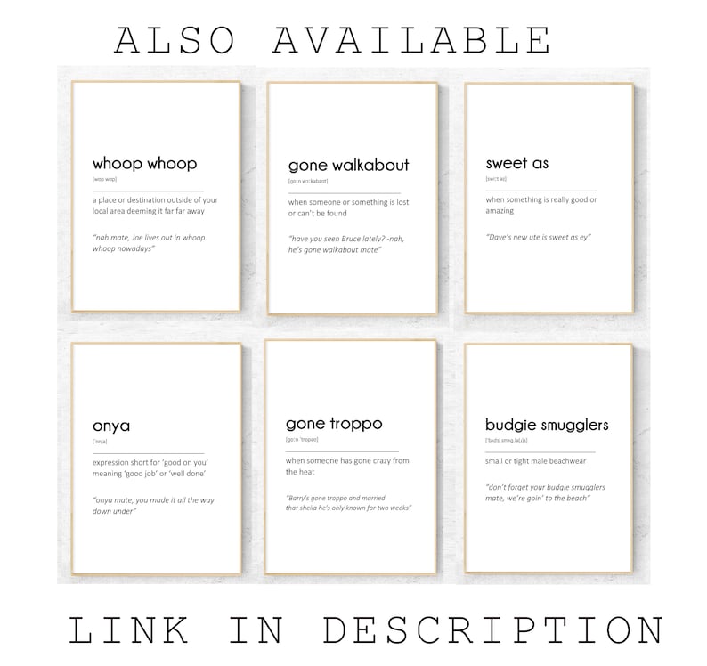 Australian Slang Funny Prints, Whoop Whoop Aussie Slang Print Quote ...
