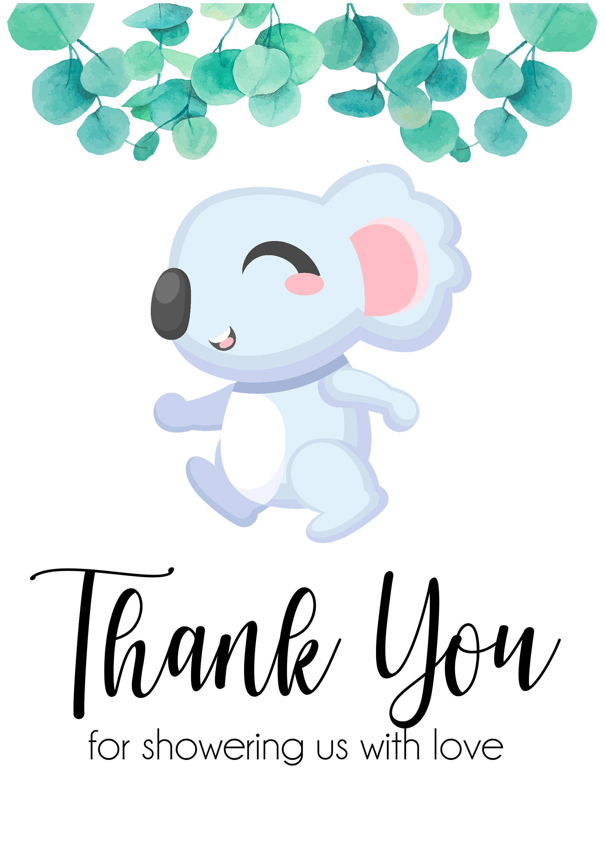Personalised Koala Thank You Printable Card for Your Birthday Party or ...
