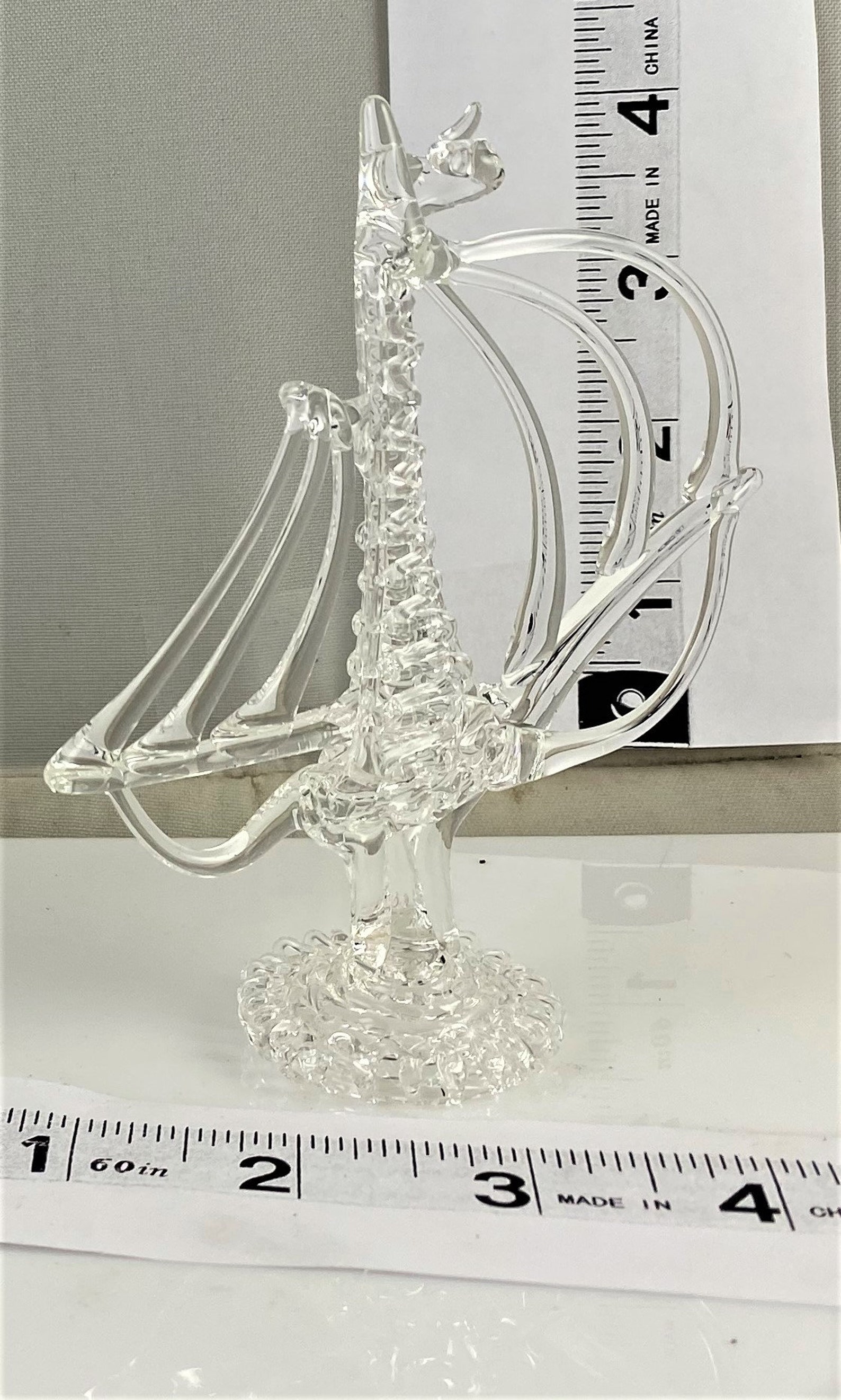 GLASS Sail Ship Hand Made of Crystal Clear Glass Great Ocean Lover Gift ...