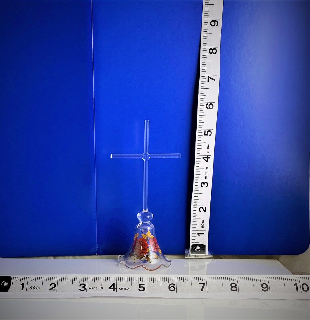 BELL of GLASS With Clapper That Rings Has Christian Cross as Handle Wit ...