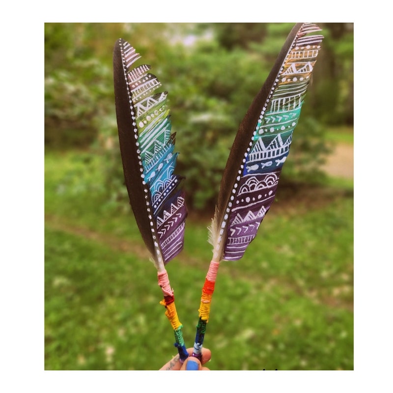 Painted Feathers - Etsy