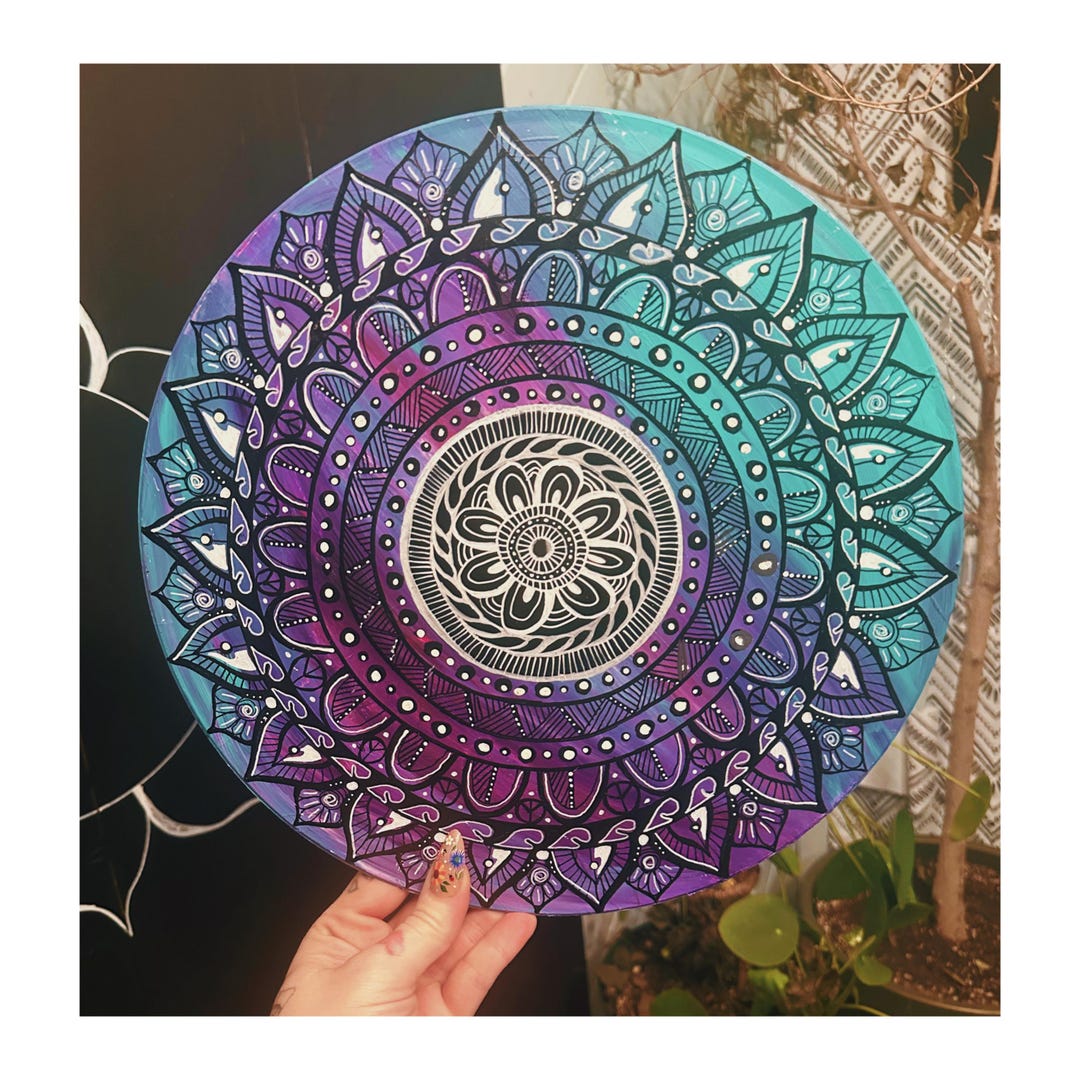 Mandala Painted Vinyl Record Mandala Art Mandala Painting Mandala Art ...