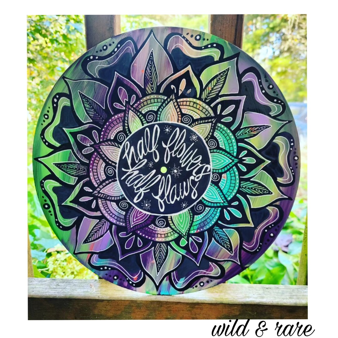 Flower Painted Vinyl Record Mandala Art Mandala Painting Mandala Art ...