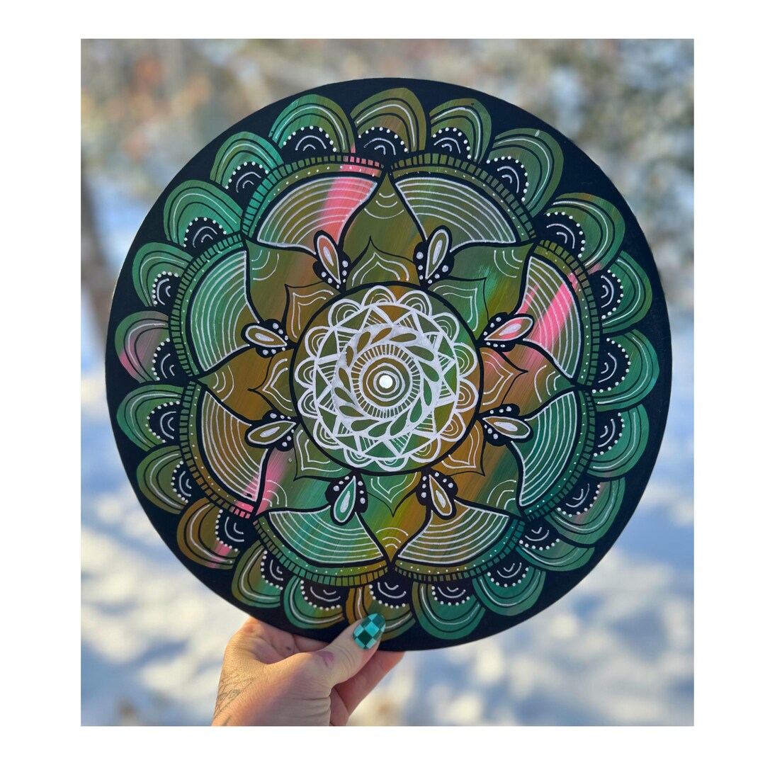 Mandala Painted Vinyl Record Mandala Art Mandala Painting Mandala Art ...
