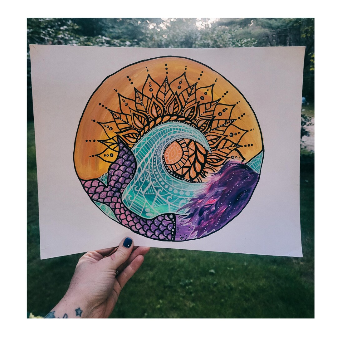 Mermaid Original Mandala Art Mermaids 11X14 Original Art Ocean Art Art ...