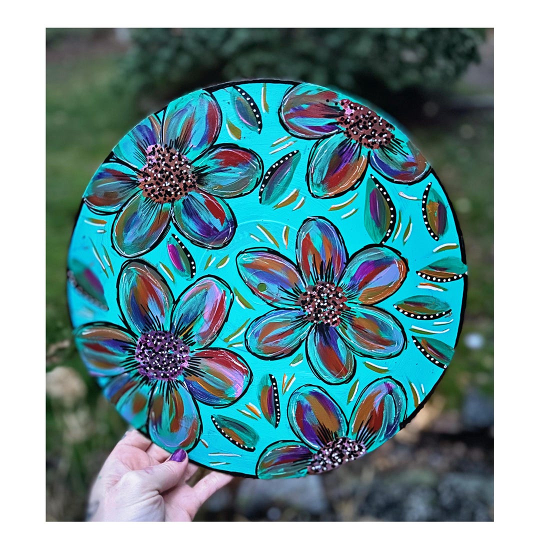 Flower Painted Vinyl Record| Mandala Art| Mandala Painting| Floral Art ...