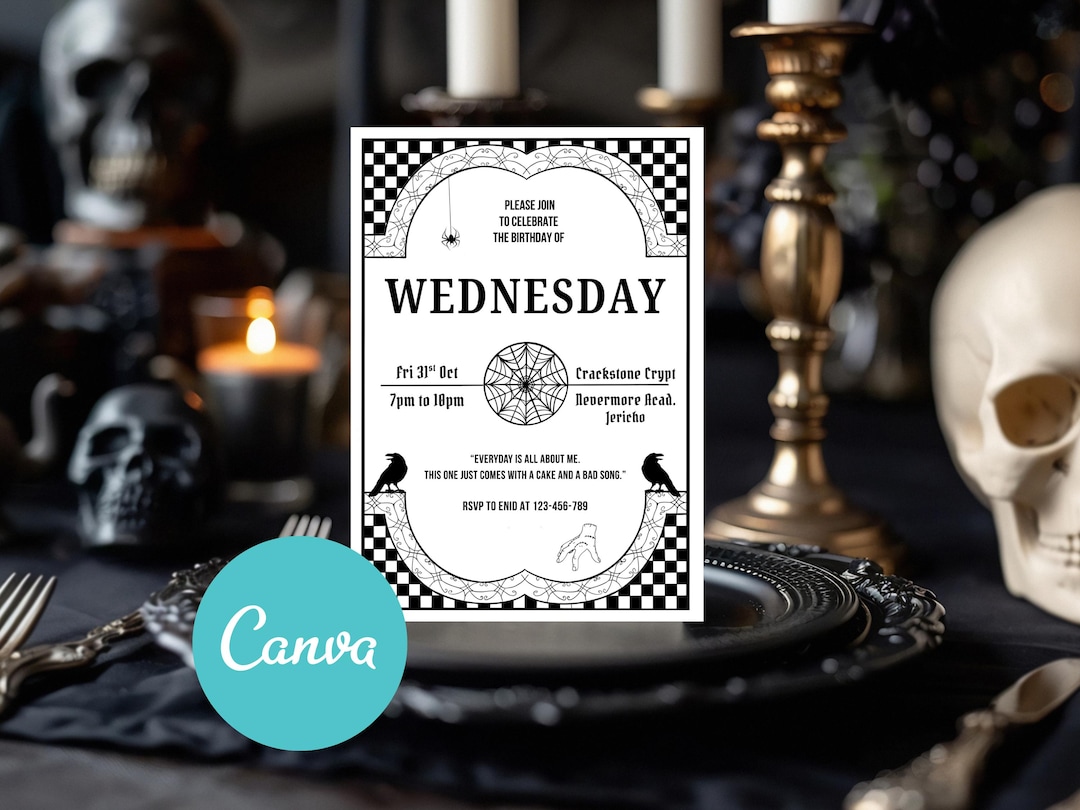Wednesday Addams Nevermore Goth Girl Birthday Halloween Party ...