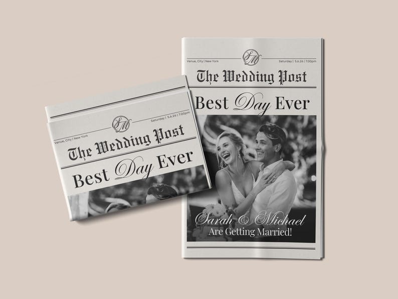 Wedding Newspaper Template With Photo, Wedding Newspaper Template ...