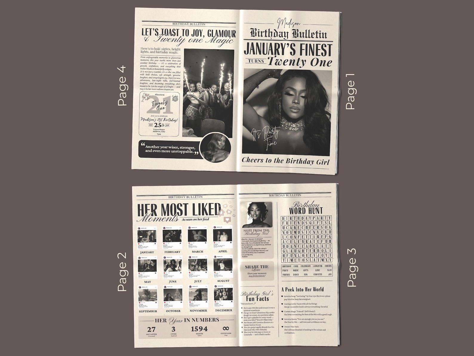 Canva 21 Birthday Party Invite Newspaper Template, Editable Newspaper ...