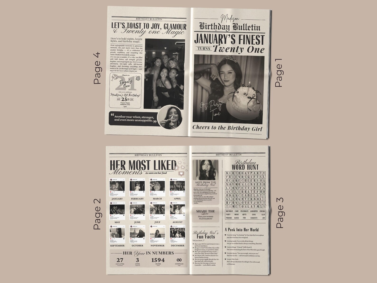 Canva 21 Birthday Party Invite Newspaper Template, Editable Newspaper ...