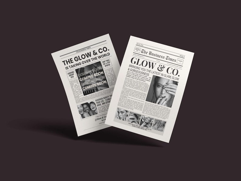 Beauty Studio Newspaper Template, Vintage Business Announcement (canva ...