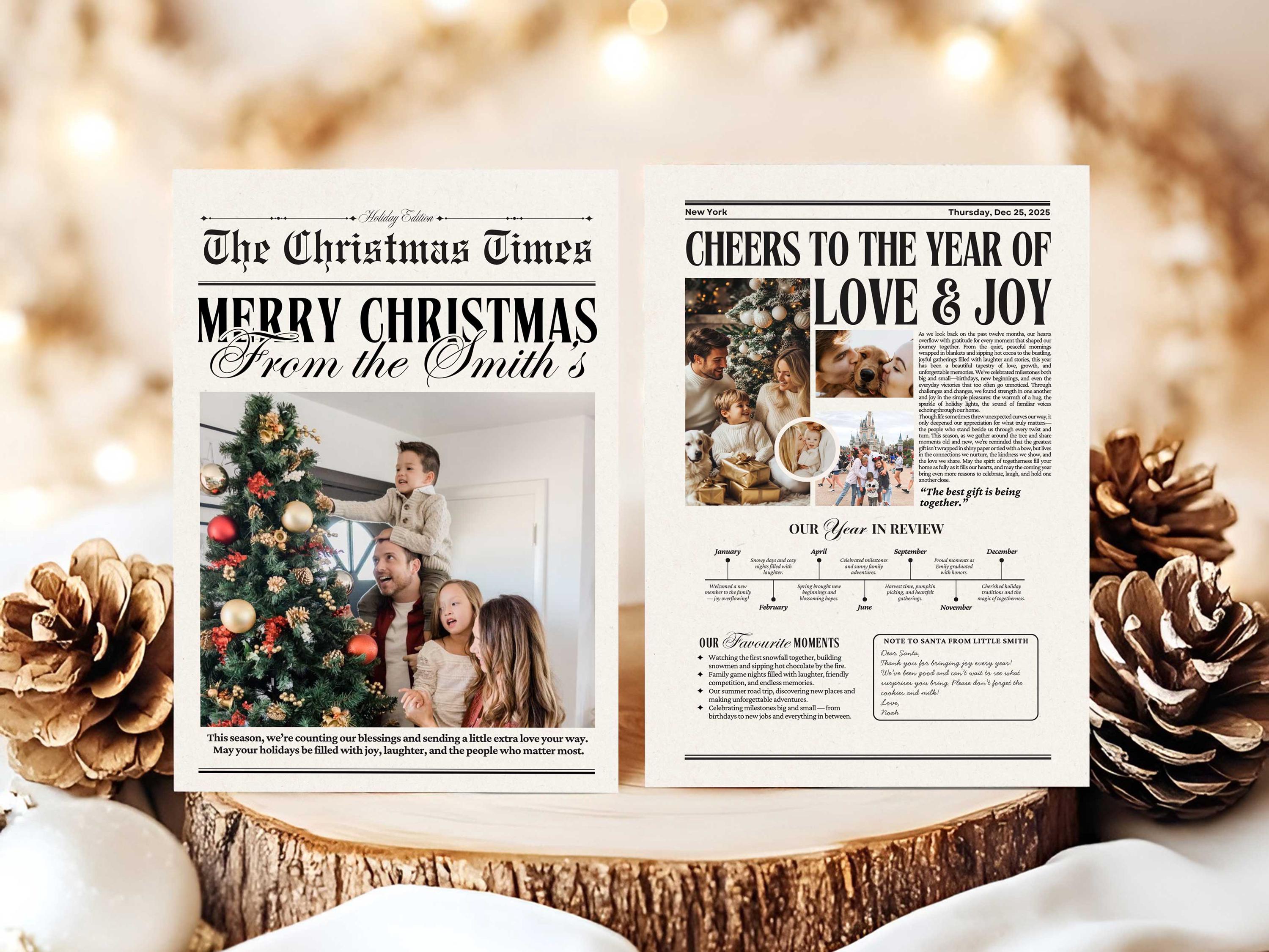 Holiday Newsletter Keepsake | Year in Review Holiday Card Template ...