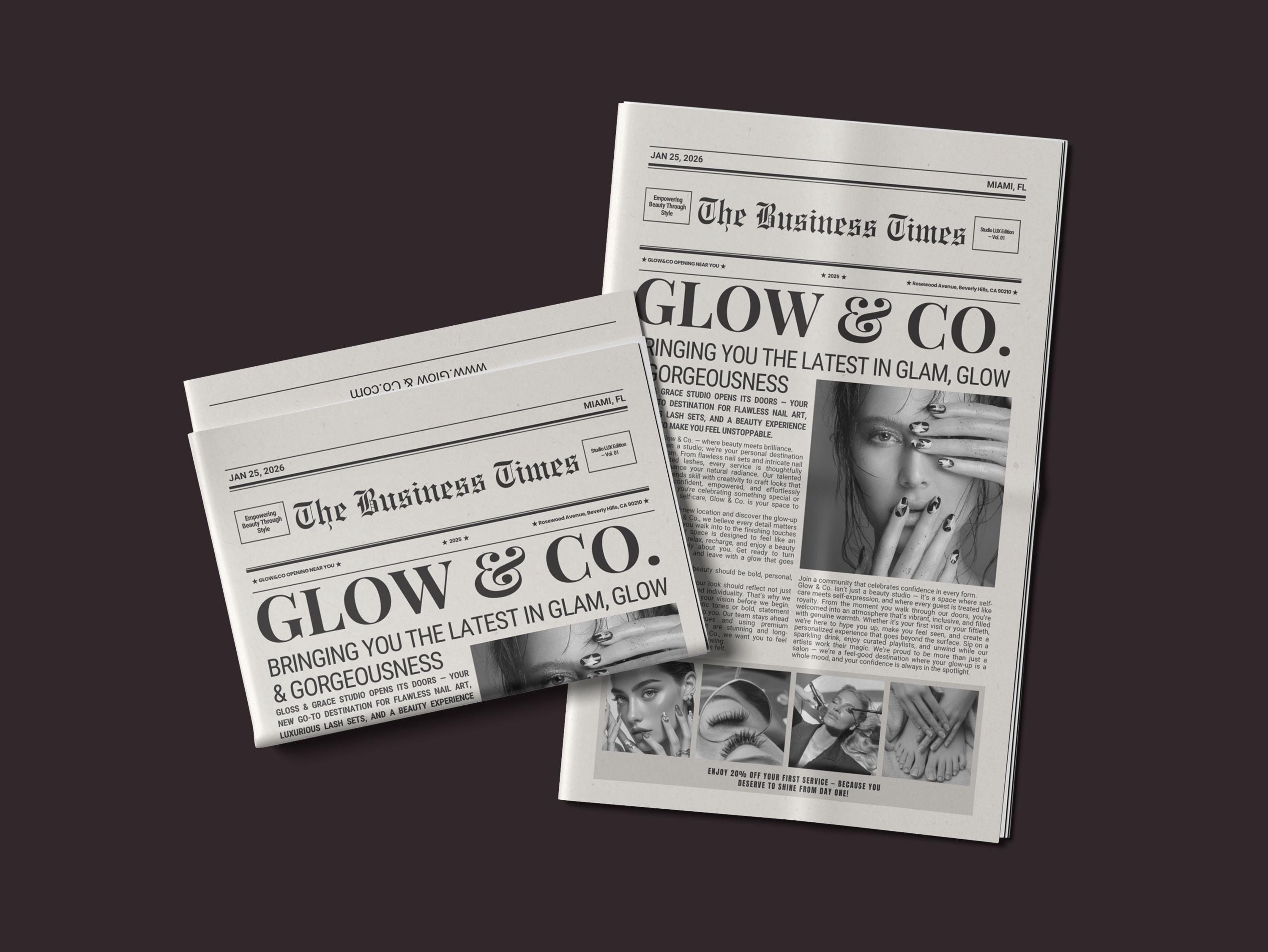 Premium Canva Studio Business Newspaper Template, Editable Custom ...