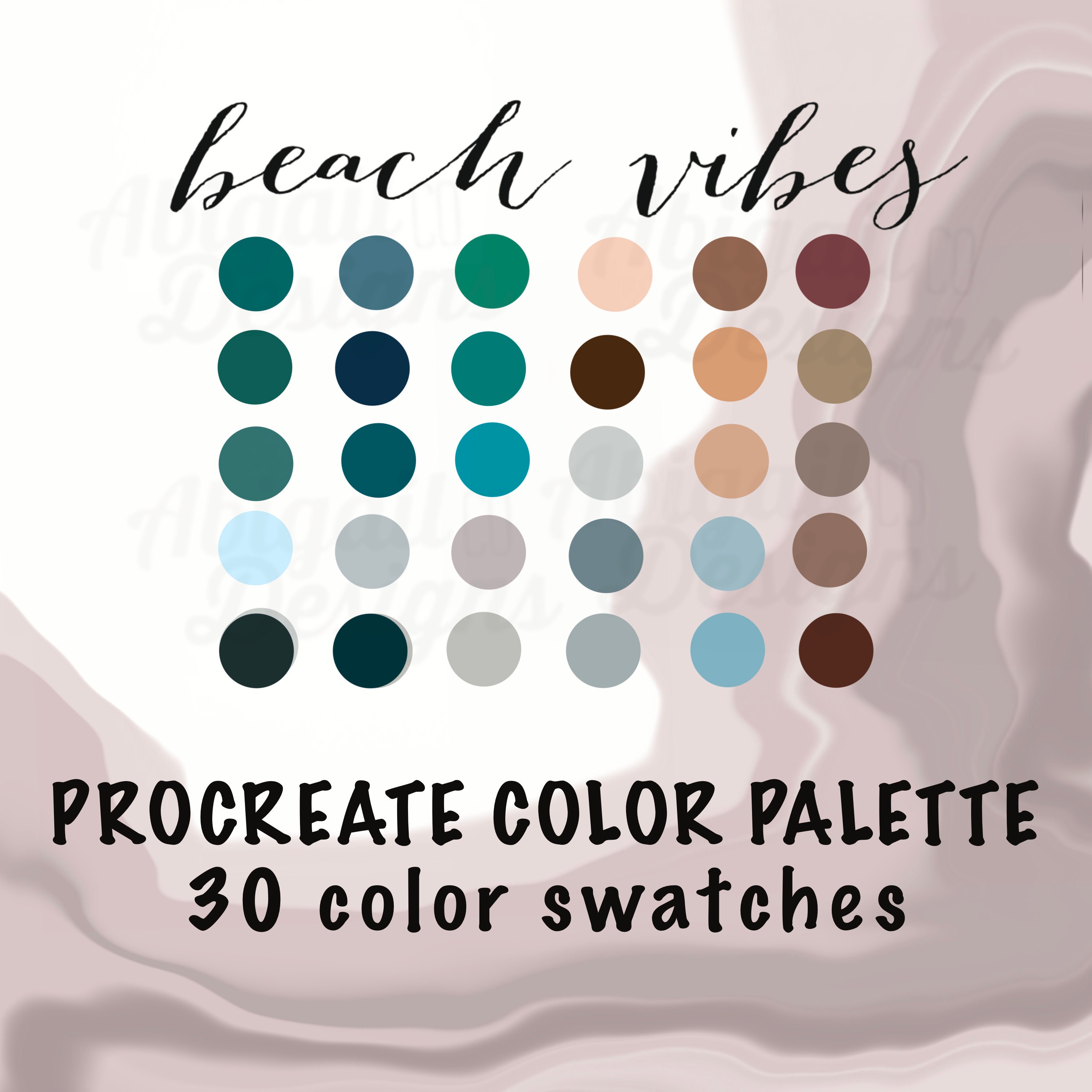 Beach Vibes Procreate Color Palette Digital Goods Instant Etsy