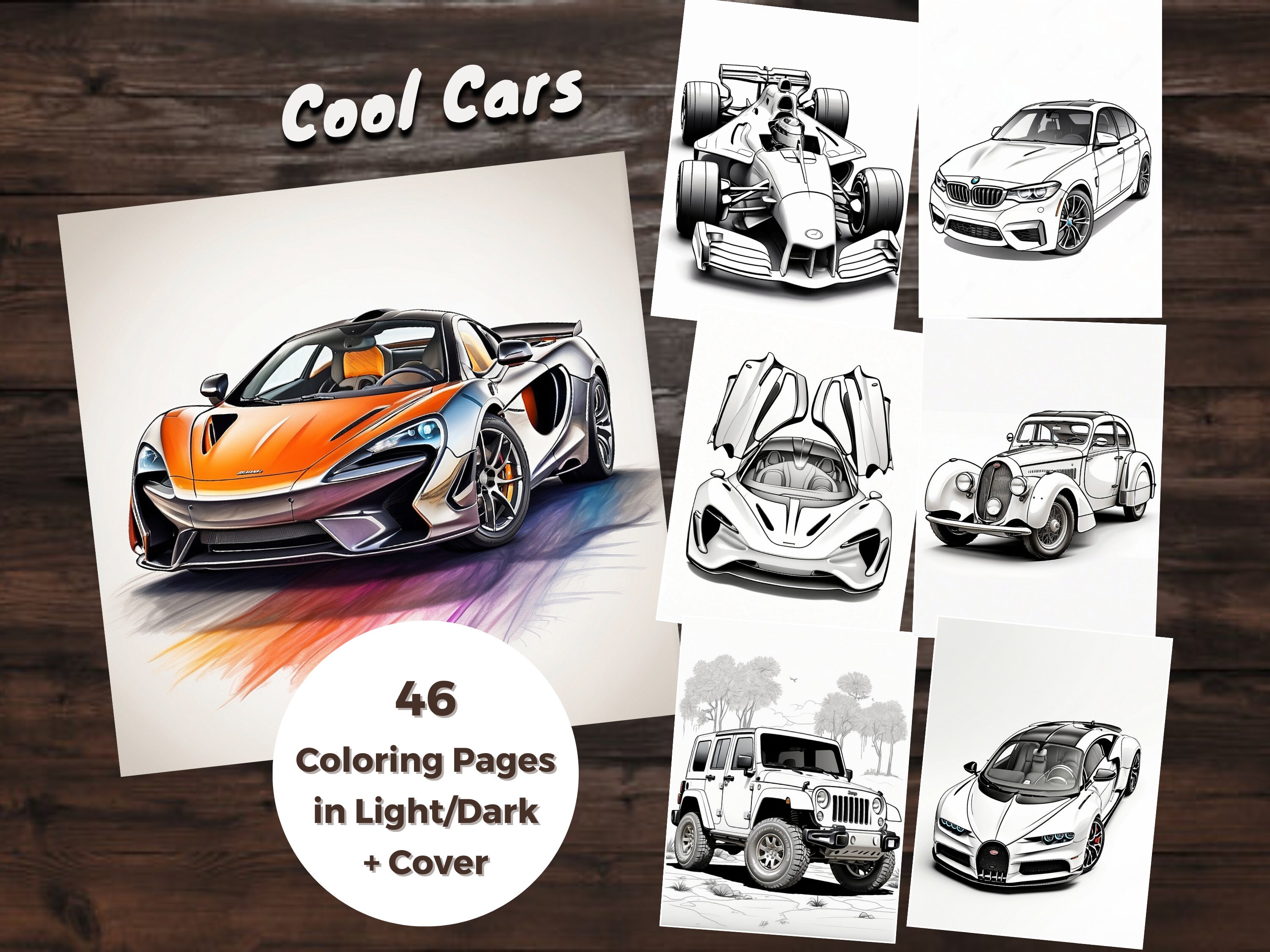 Cool Cars Coloring, 46 Coloring Pages, Printable PDF, Coloring Book for ...