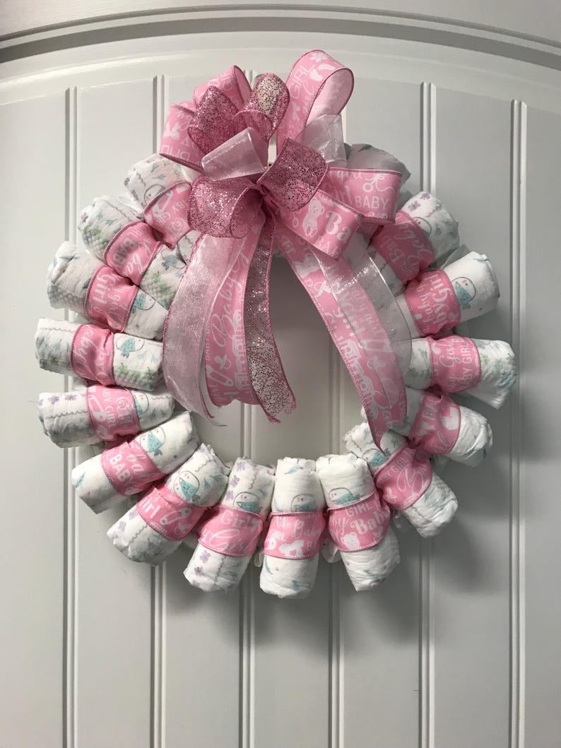 Baby Shower/diaper Wreath/ Baby Girl Shower Decor/baby Decor/baby ...