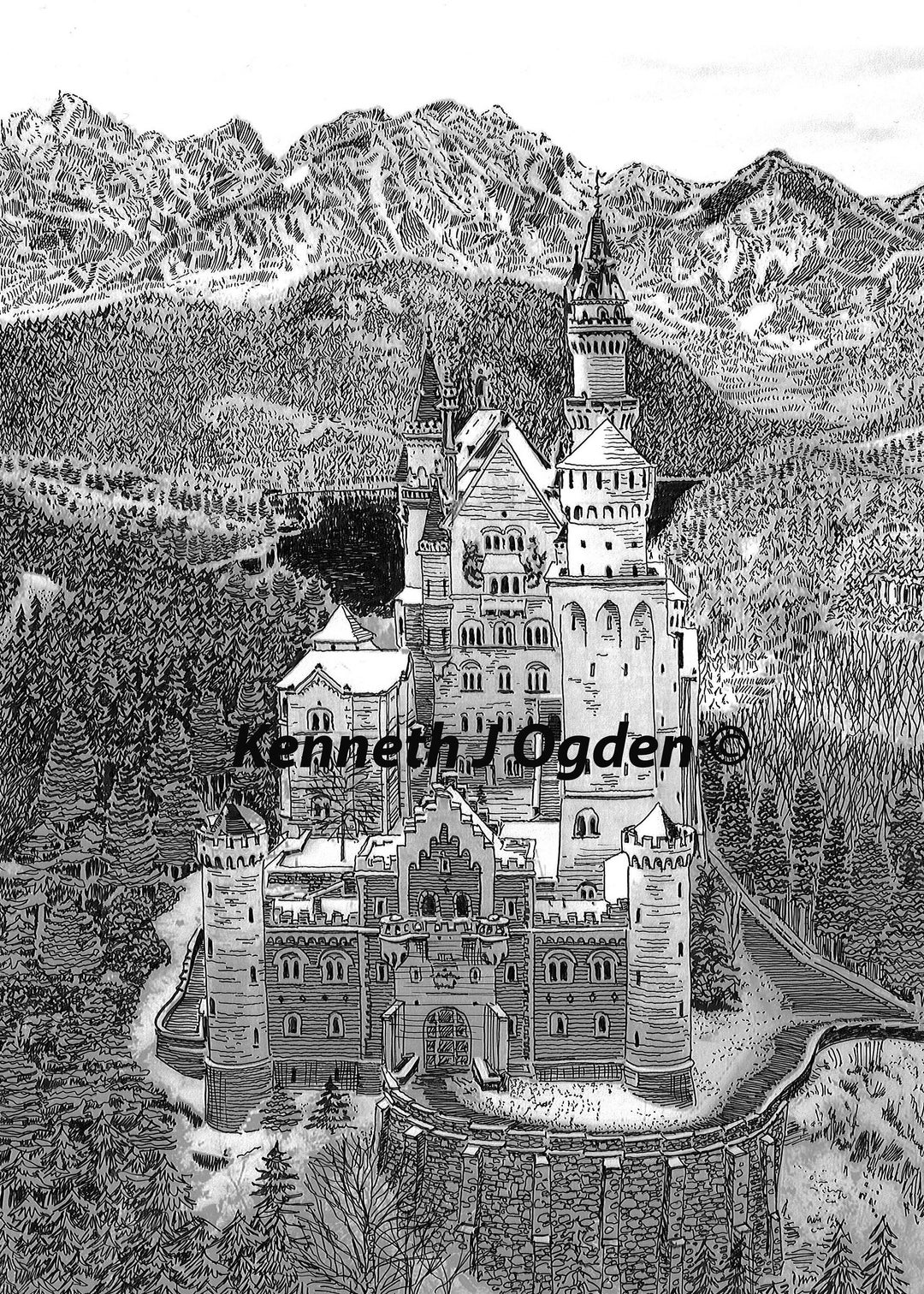 G-12 Ludwig's Castle, Schloss Neuschwanstein, Munich Germany. Set of 8 ...