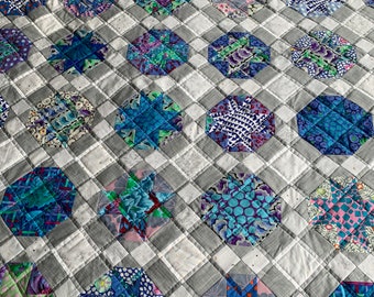 Grey and Blue Quilt - Etsy