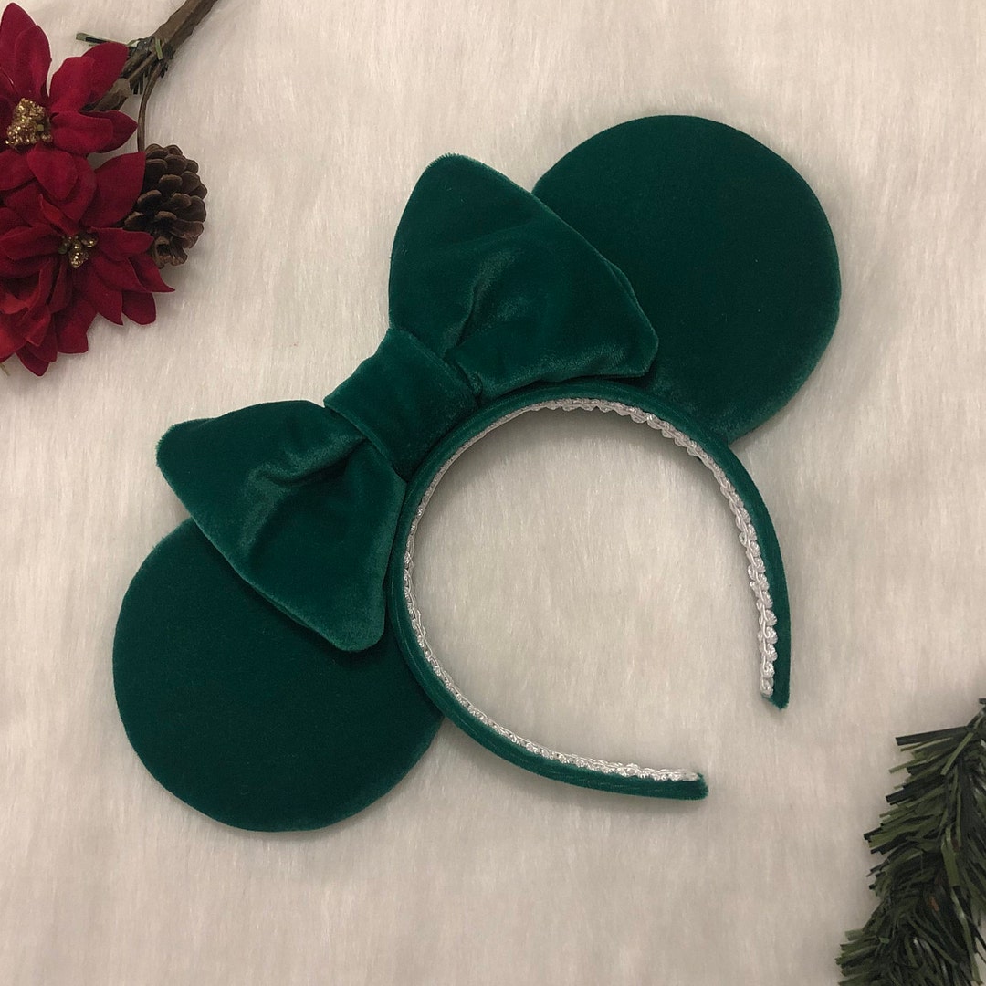 Green Velvet Ears, Velvet Ears With a Velvet Bow, Christmas Ears ...