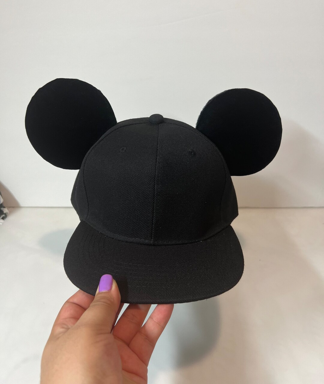 Boys Mouse Ears Hat, Black Velvet Ears, Baseball Cap Ears Hat, Black ...