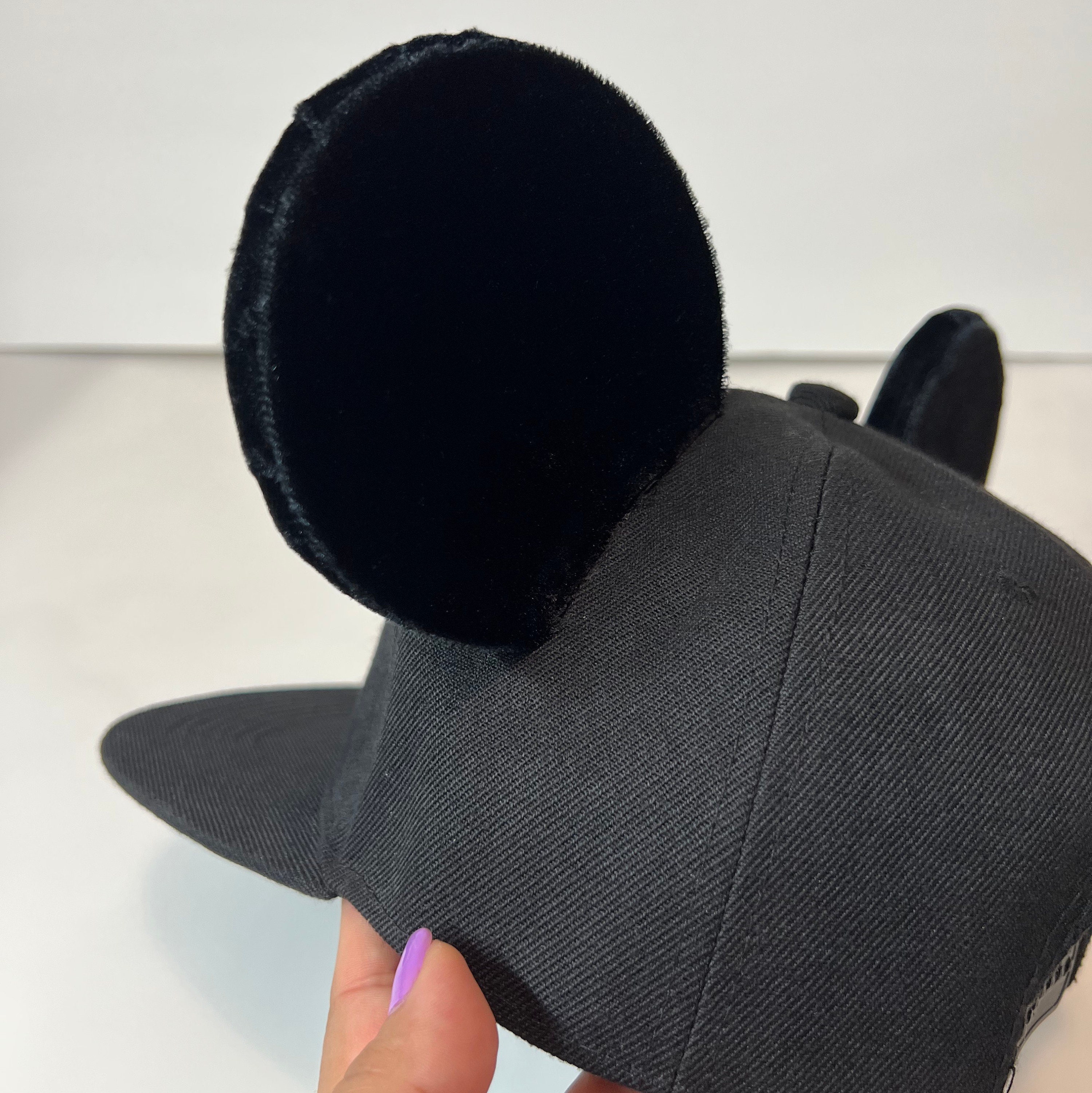 Boys Mouse Ears Hat, Black Velvet Ears, Baseball Cap Ears Hat, Black ...