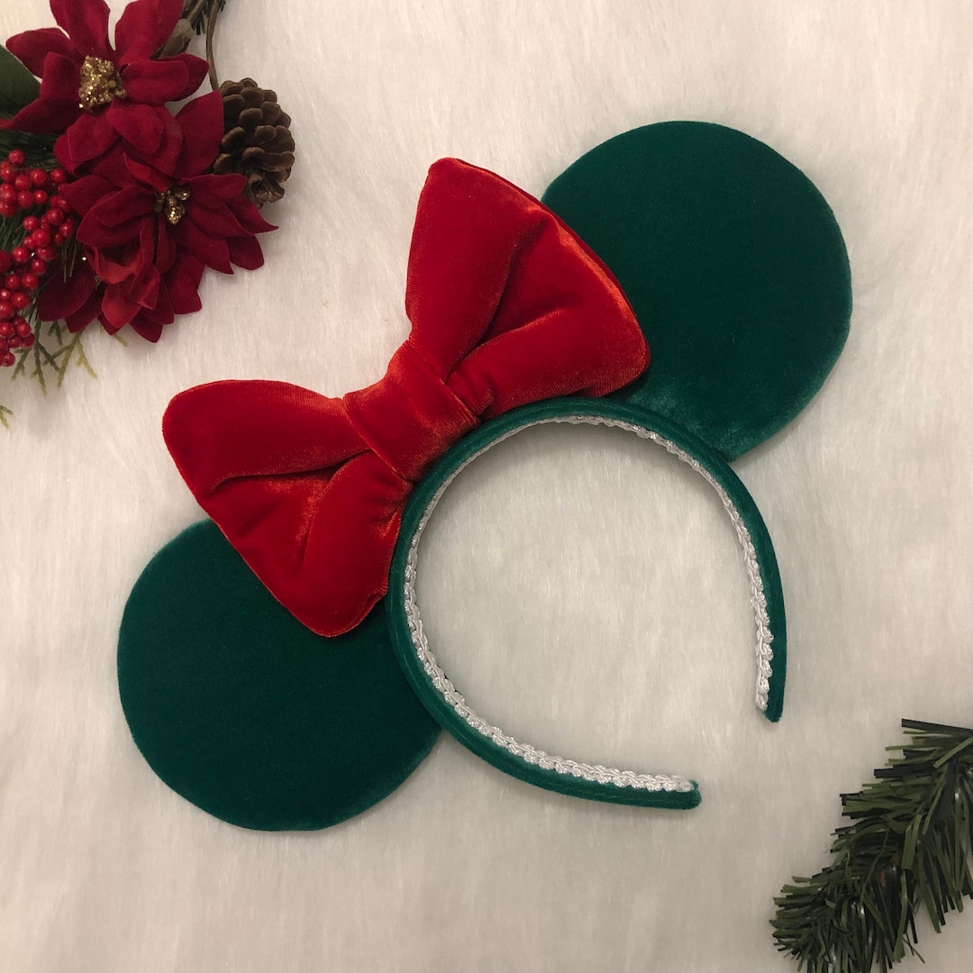 Green Velvet Mouse Ears, Velvet Ears, Velvet Ears Velvet Bow, Red ...