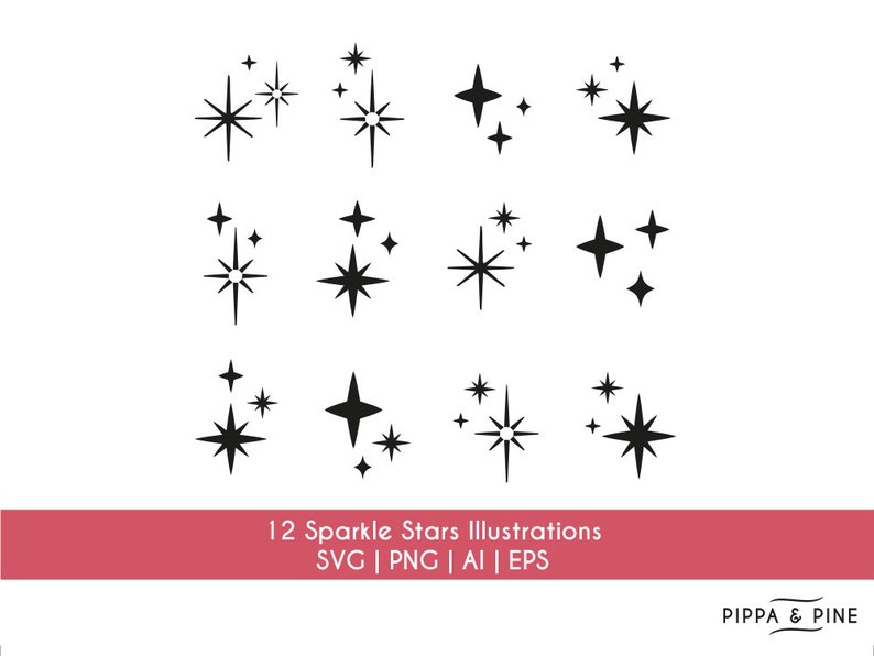 Sparkle SVG Bundle for Sublimation | Star Clipart PNG Svg Eps AI for T ...