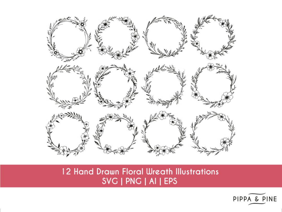 Hand-drawn Floral Wreaths Vector | Downloadable in SVG, AI, EPS Format ...