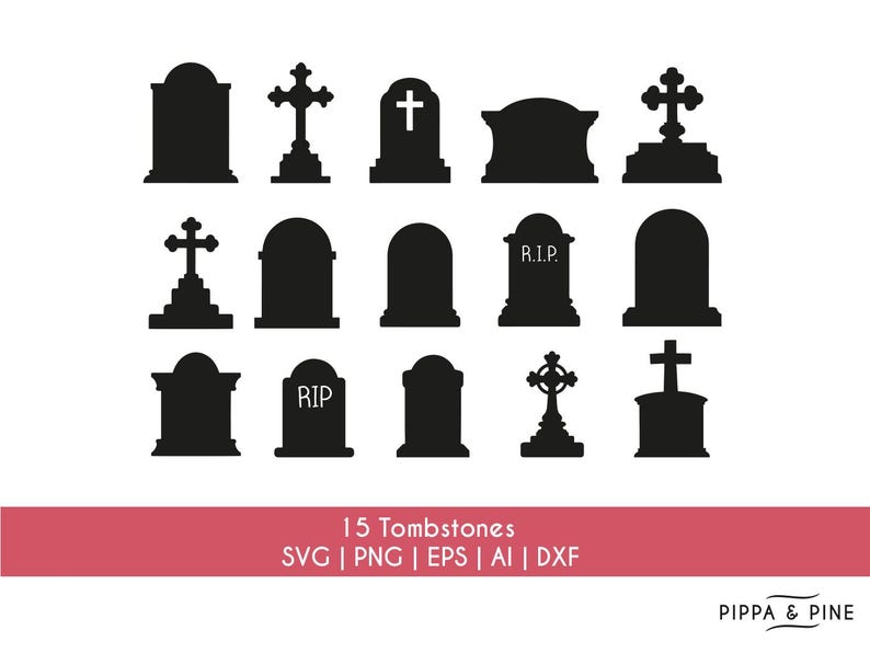 Tombstones SVG Bundle | Gravestone Graveyard RIP Halloween Svg | 15 ...