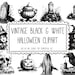 Vintage Black and White Halloween Clipart - Halloween PNG Instant ...