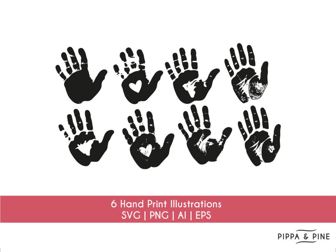 Handprint SVG Bundle | Hand Cut File PNG EPS Ai | Handprint for Cricut ...