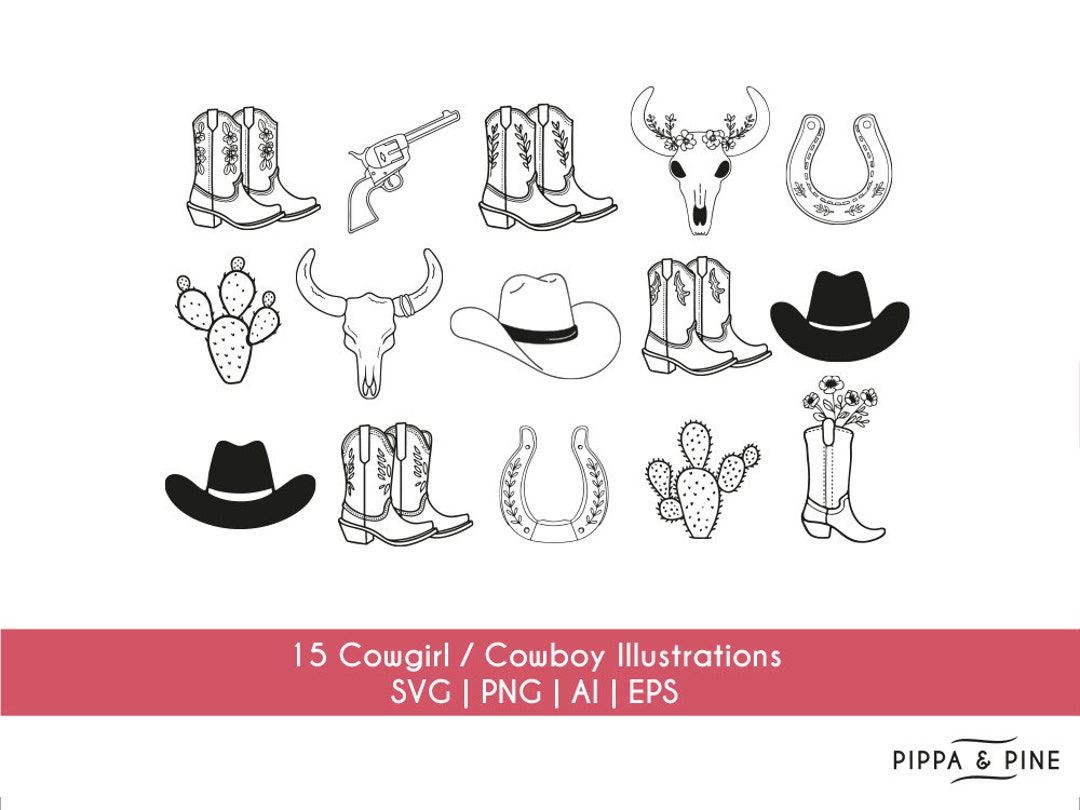 Cowboy Boots and Hat SVG Bundle | Cowgirl Boot SVG AI Png Eps | Floral ...
