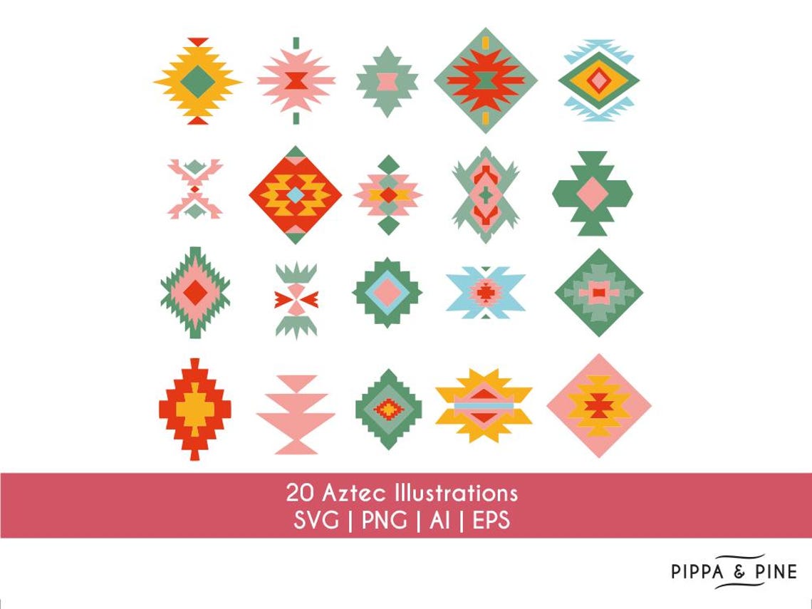 Aztec SVG Bundle Southwestern Elements Tribal Pattern Western SVG Aztec ...