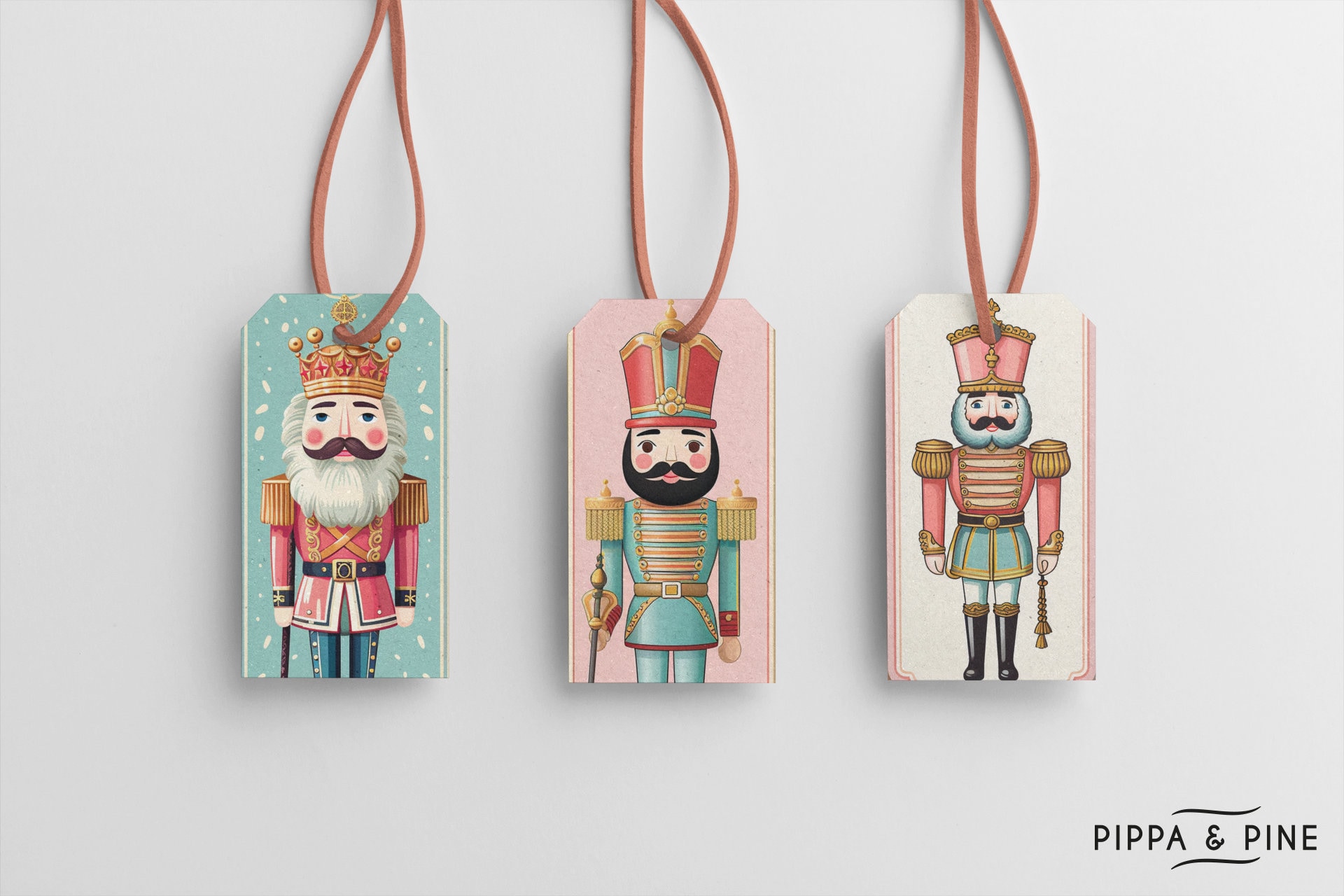Christmas Pastel Nutcracker Gift Tags - Christmas Label PNG Instant ...