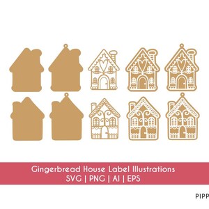 Gingerbread House Labels SVG | Christmas House Cut File for Cricut ...