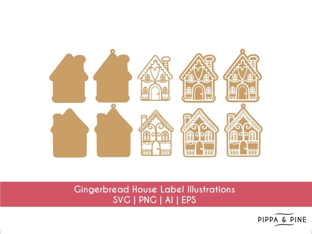 Gingerbread House Labels SVG | Christmas House Cut File for Cricut ...