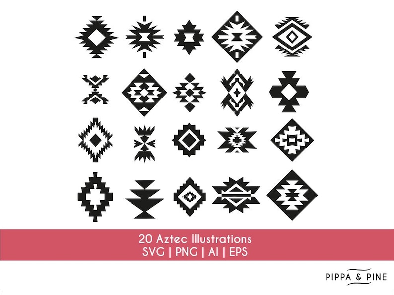 Aztec SVG Bundle | Southwestern Elements Tribal Pattern | Western SVG ...