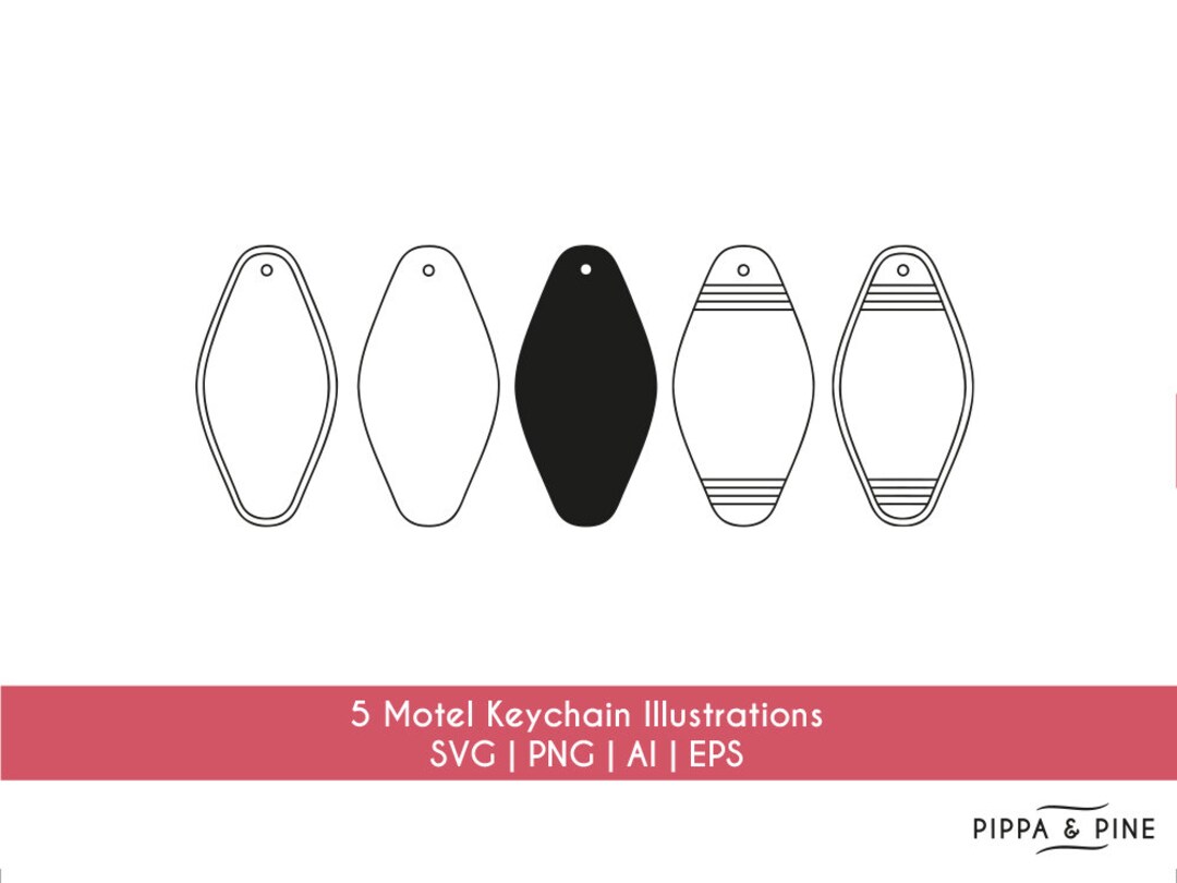 Motel Keychain Outline Template SVG | Retro Motel Keychain Svg ...