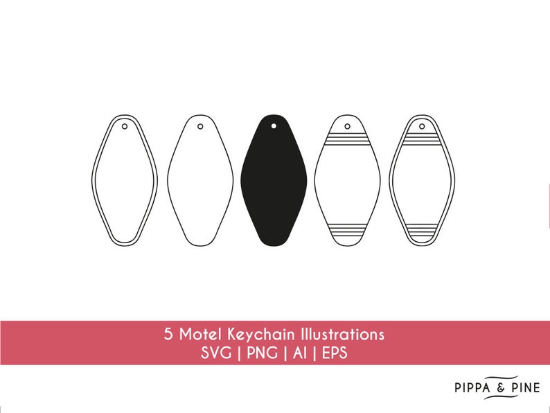 Motel Keychain Outline Template SVG | Retro Motel Keychain Svg ...