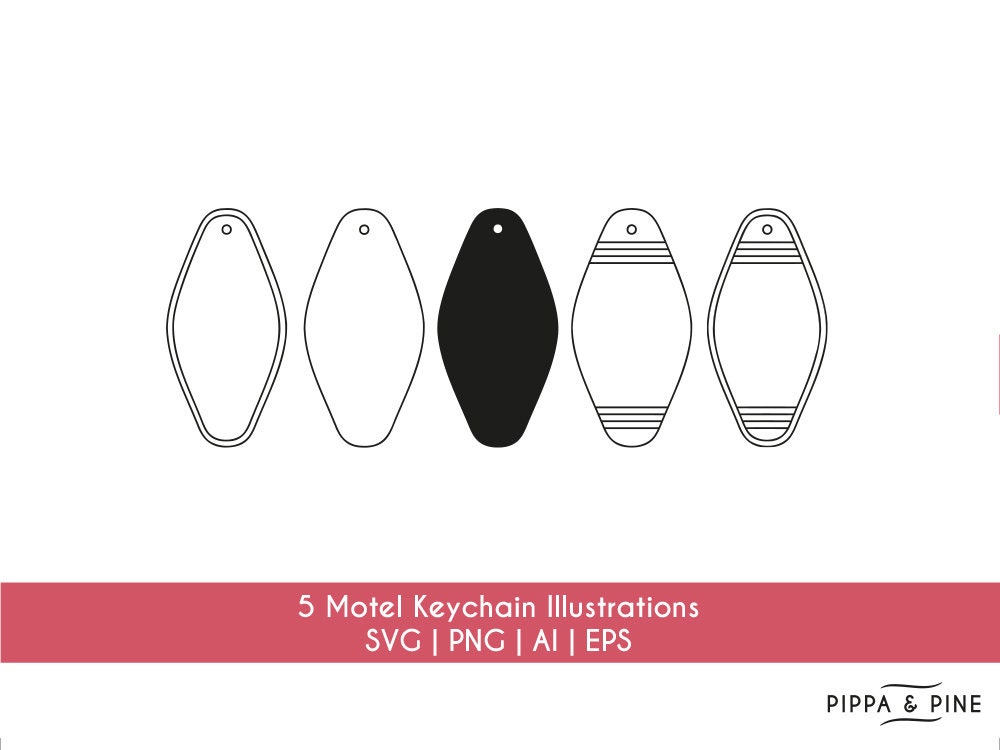 Motel Keychain Outline Template SVG | Retro Motel Keychain Svg ...