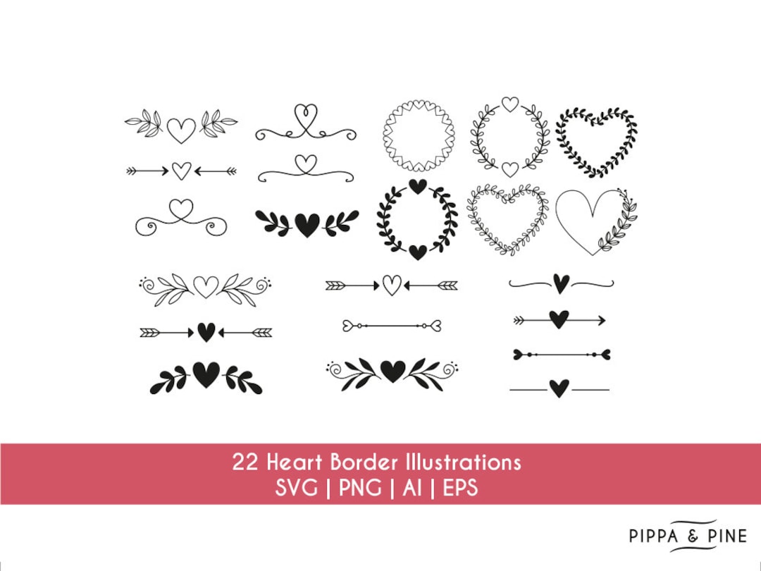 Heart Border Vector Bundle | Downloadable in SVG, AI, EPS & Png Format ...