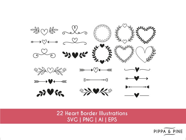 Heart Border Vector Bundle | Downloadable in SVG, AI, EPS & Png Format ...