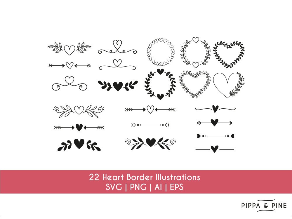 Heart Border Vector Bundle | Downloadable in SVG, AI, EPS & Png Format ...