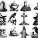 Vintage Black and White Halloween Clipart - Halloween PNG Instant ...