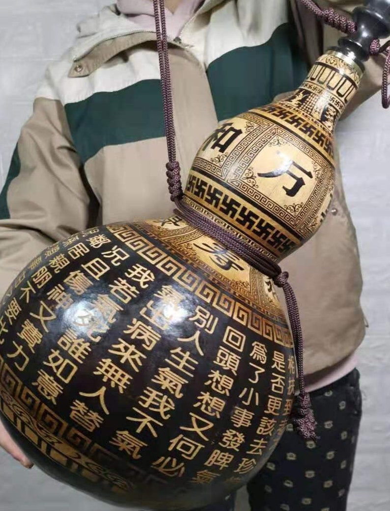 Engraved Gourd Water Bottle: Maitreya Buddha Design, Chinese Craft - Etsy