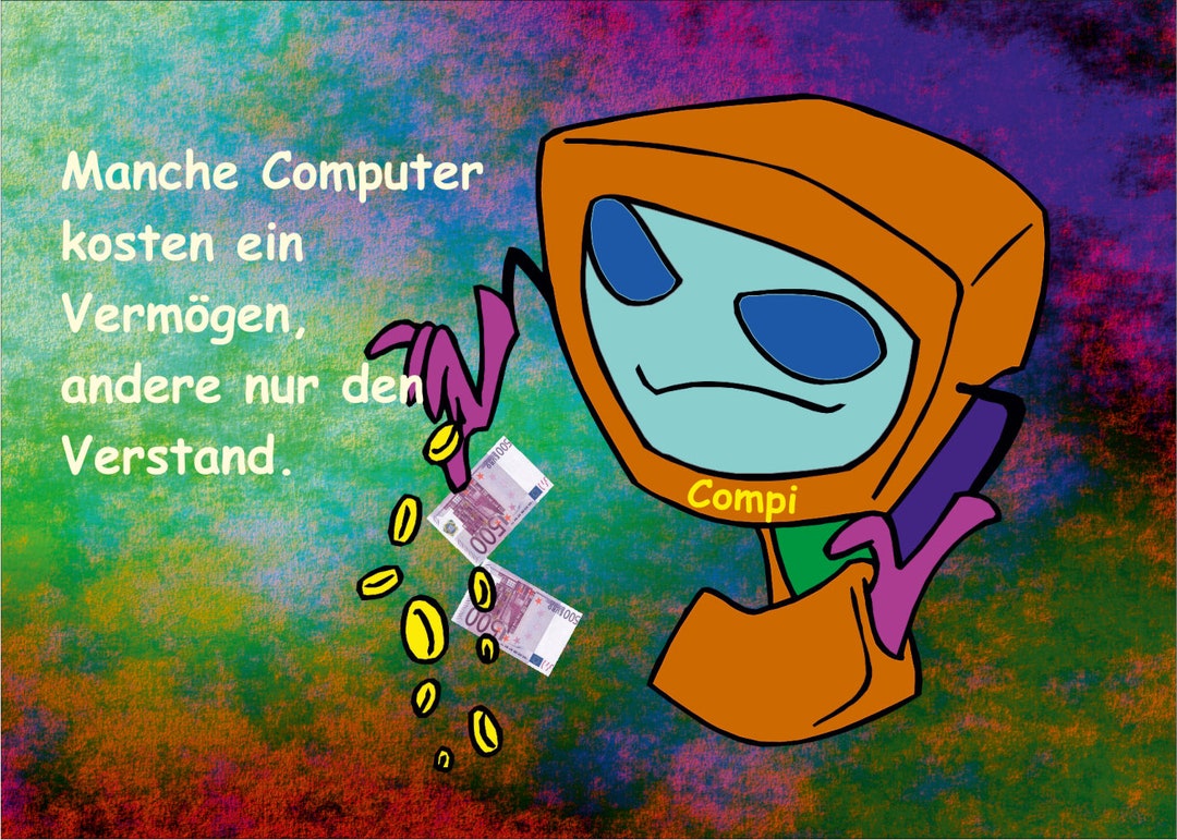 Cartoon Image With Saying Computer Digital Background Download - Etsy