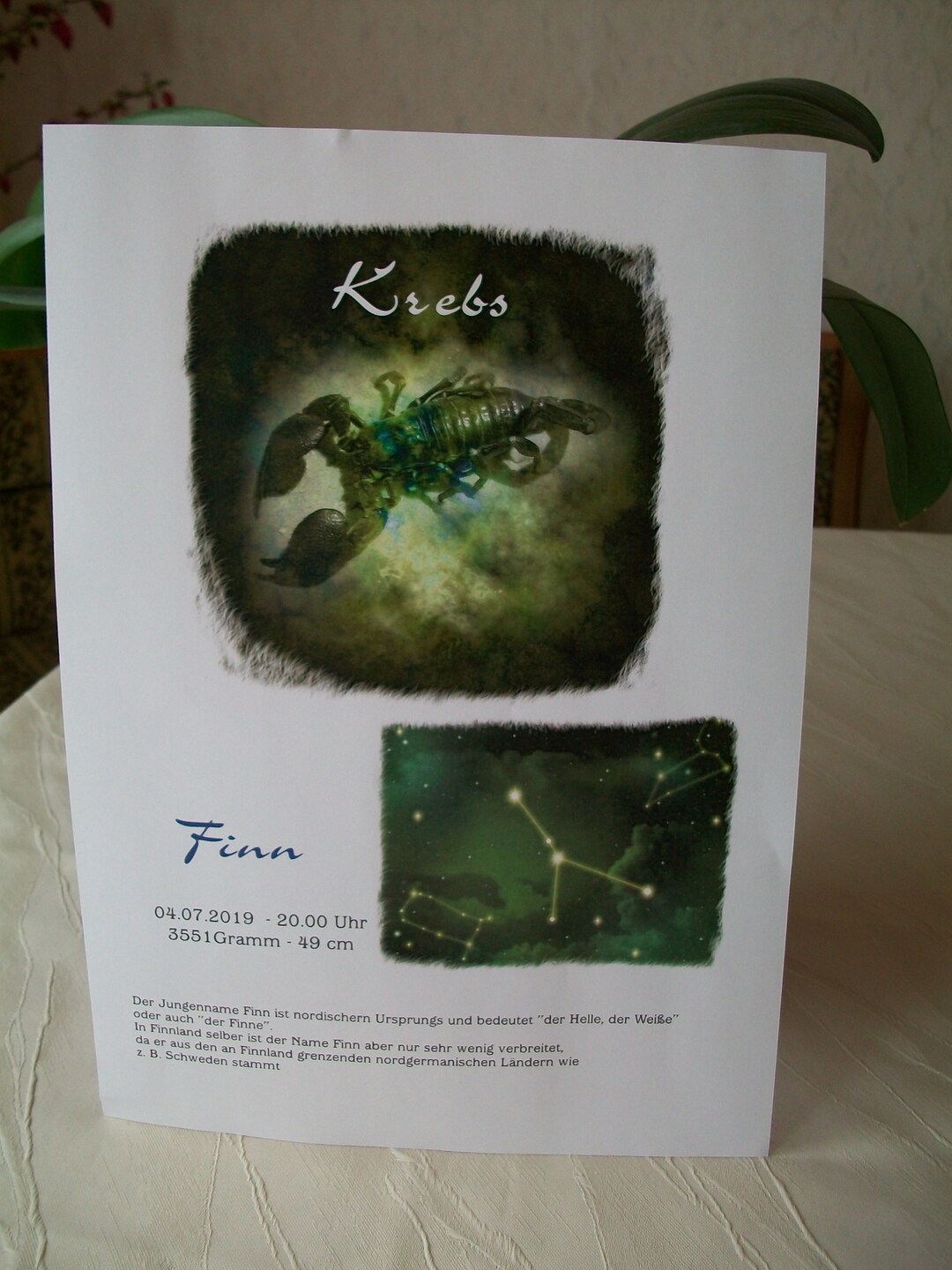 Zodiac Sign Cancer, Name Card, Poster, Personalized, for Example as a ...