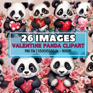 Watercolor Valentine Panda Clipart, Love Clipart, Cute Panda Png, Baby ...