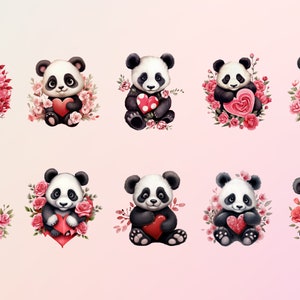 Watercolor Valentine Panda Clipart, Love Clipart, Cute Panda Png, Baby ...